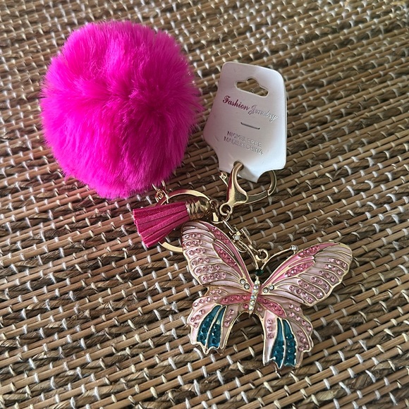 Accessories | New Butterfly Fuzz Ball Keychain | Poshmark
